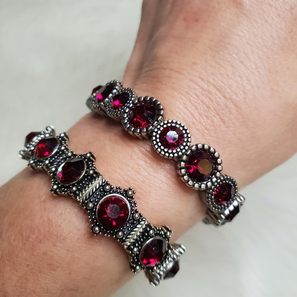 Jewelry | Red Gemstone Bracelet Set | Poshmark